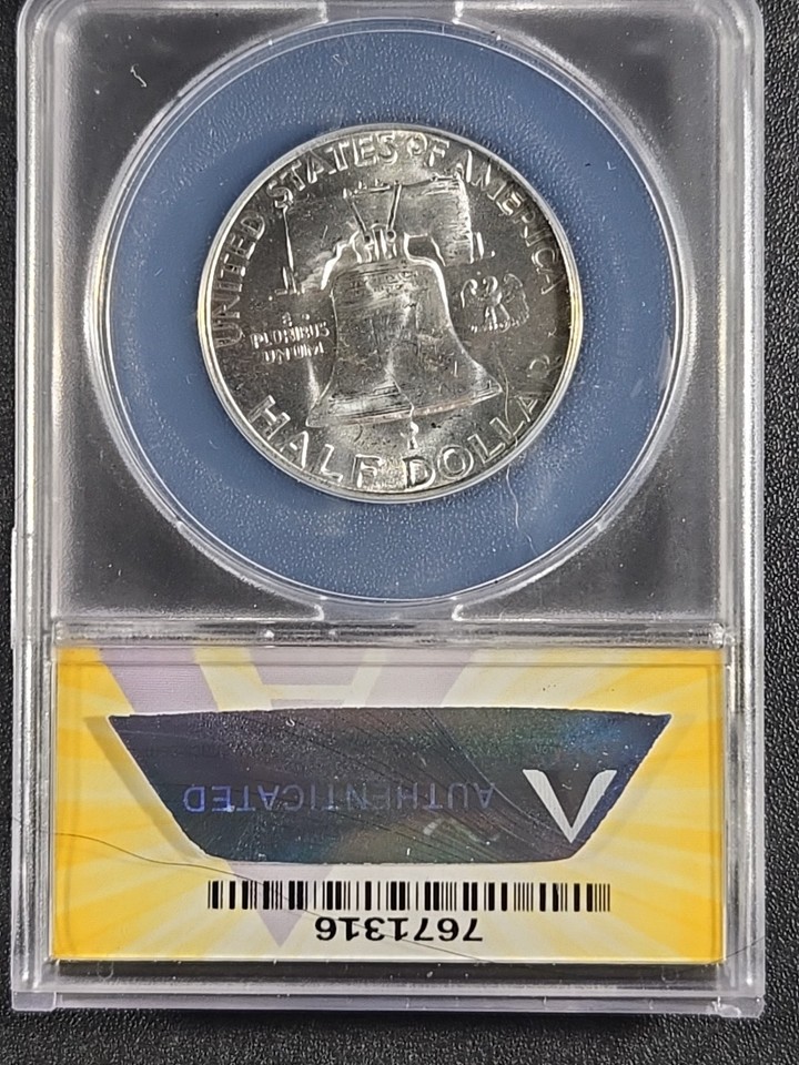 1955 U.S. Franklin Half Dollar - FULL BELL LINES - MS-65 FBL (ANACS) | eBay