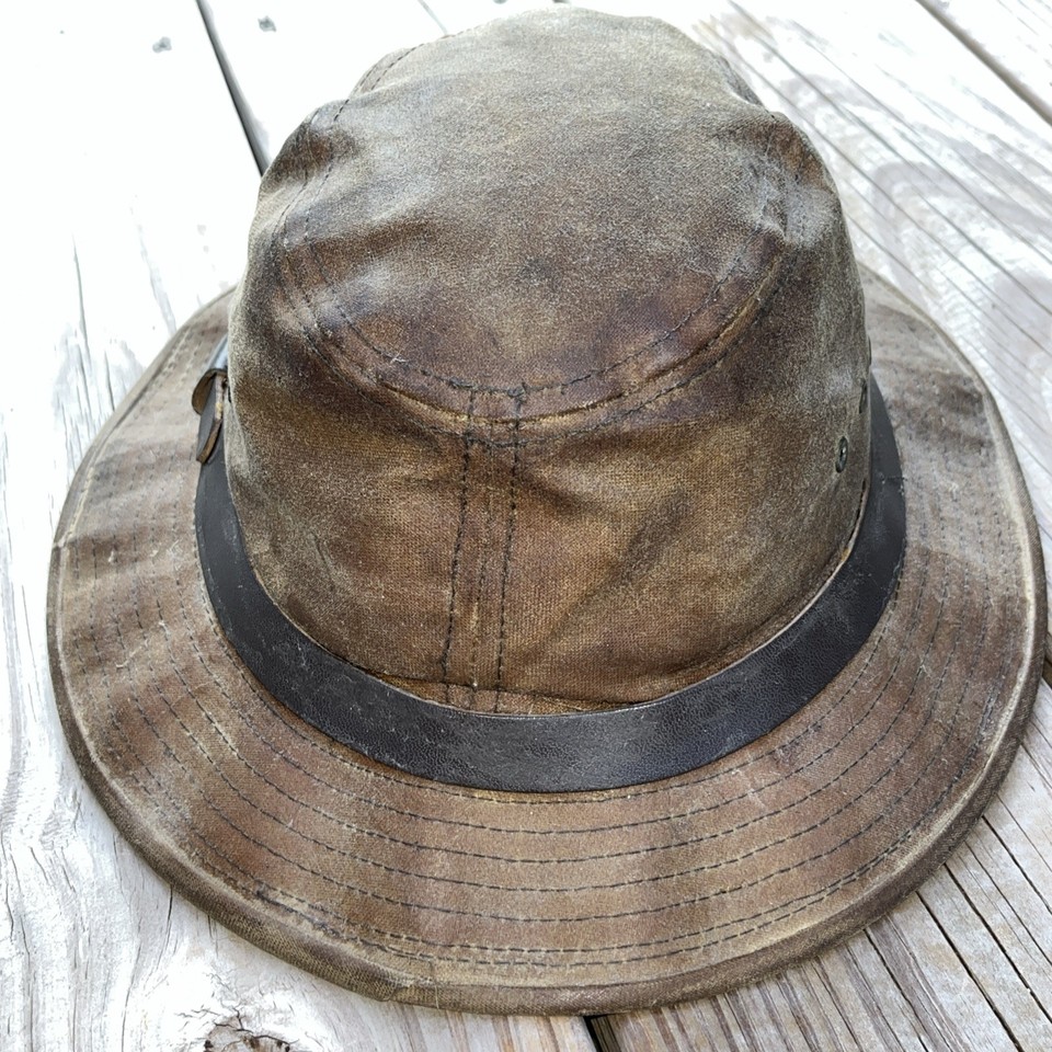 Vintage Filson Hat Mens Tin Cloth Packer Waxed Canvas Leather Band S/M ...