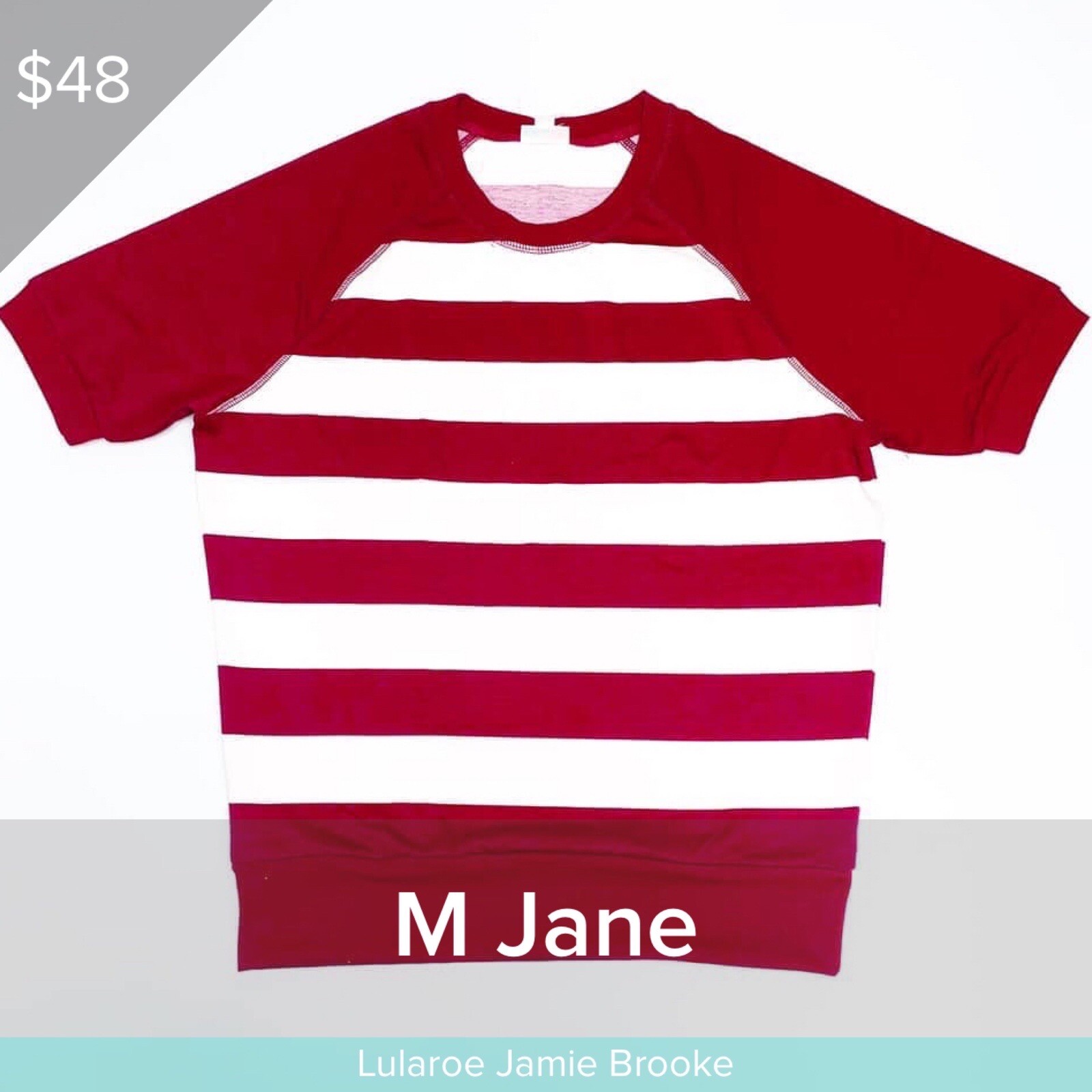 M Medium LuLaRoe Jane Short Sleeved Sweatshirt Holiday Red White ...