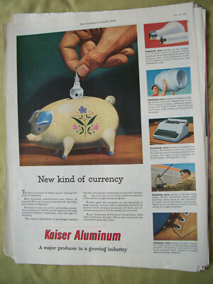 1951 VTG Orig Magazine Ad Kaiser Aluminum Company New Kind of Currency ...