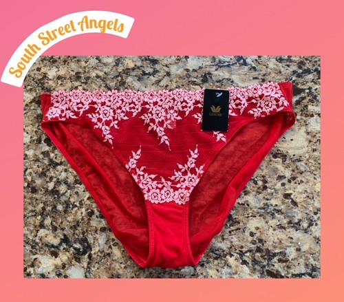 WACOAL 64391 ~ TANGO RED / CORAL Embrace Lace BIKINI BRIEF Panties ...