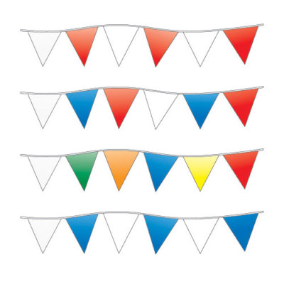 Triangle Pennants Streamers - 12" x 18" Triangles - 105' Long Overall ...