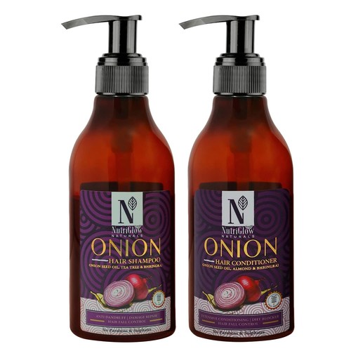 NutriGlow Natural's Onion Hair Shampoo + Conditione 300ml Combo (Pack ...