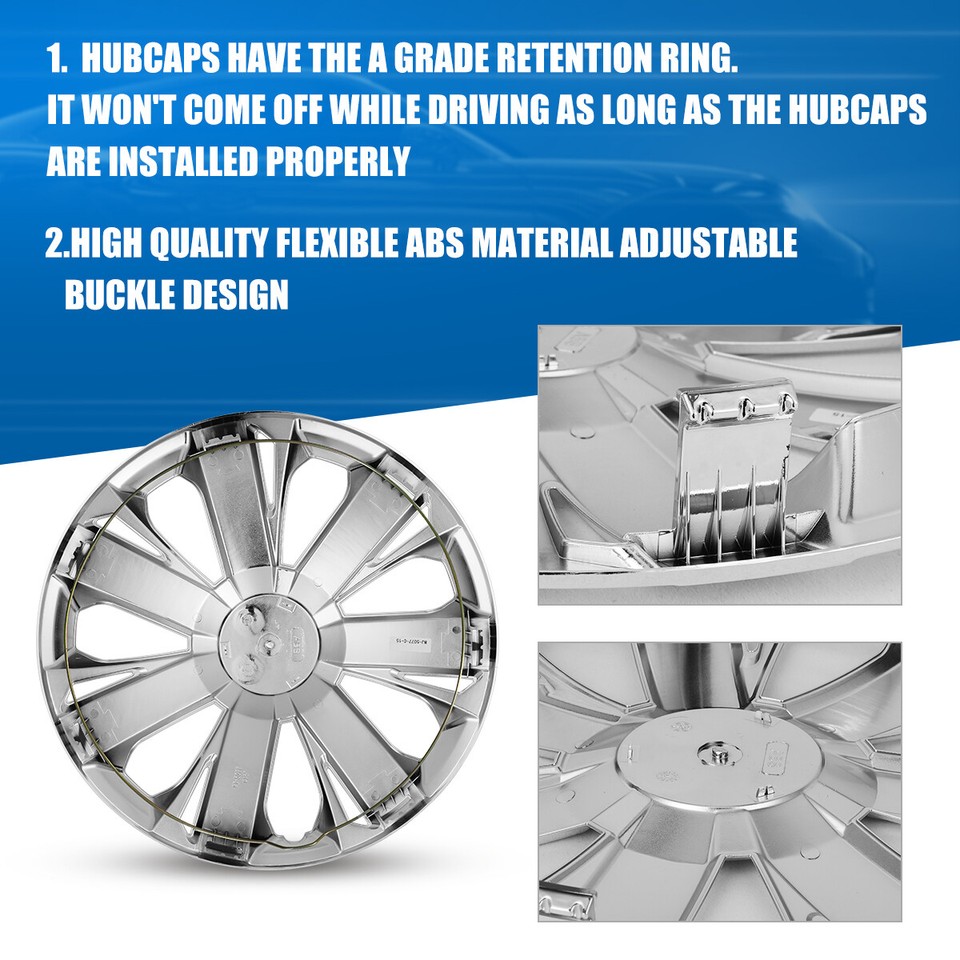 14 Inch 4Pc Wheel Covers Snap Hub Caps Fits R14 Tire & Rim Wheel Glossy ...