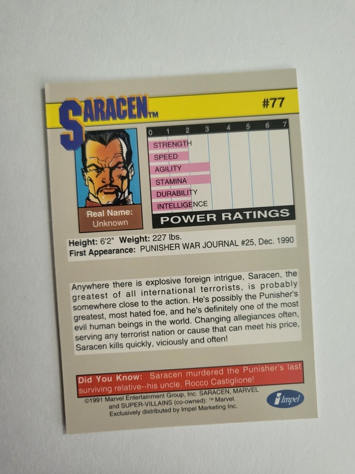 VINTAGE 1991 IMPEL MARVEL SERIES 2 SARACEN #77 CARD GREAT CONDITION | eBay