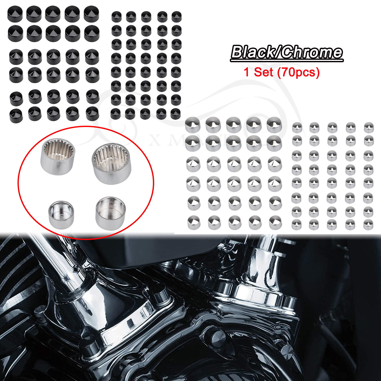 70 Engine Bolt Cover Cap Kit For Harley M8 Softail 18-20 Touring 17-20 ...
