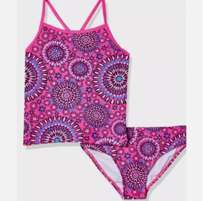 Kanu Girls Melanie Beach Two Pieces Banded Tankini Swimsuit Pink Size ...