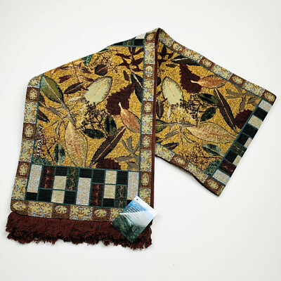 Fall Leaf Collage Golden Autumn Leaves 72" Tapestry Table Runner | eBay
