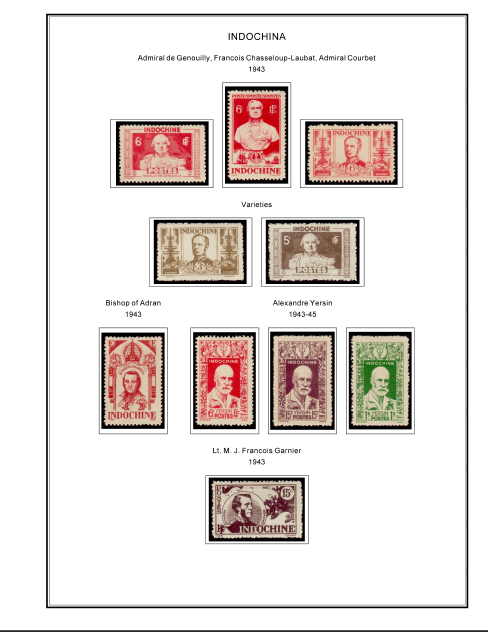 COLOR PRINTED INDOCHINA 1889-1949 STAMP ALBUM PAGES (35 illustrated ...