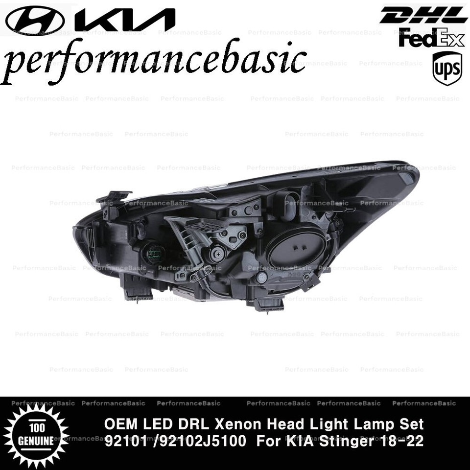 OEM LED DRL Xenon Head Light Lamp Set 92101 /92102J5100 For KIA Stinger ...