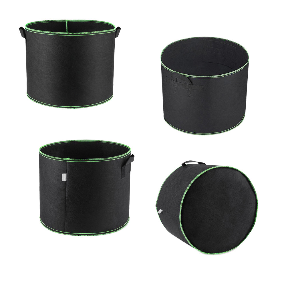 5-Pack Black/Green Grow Bags Aeration Fabric Planter Root Growing Pots ...