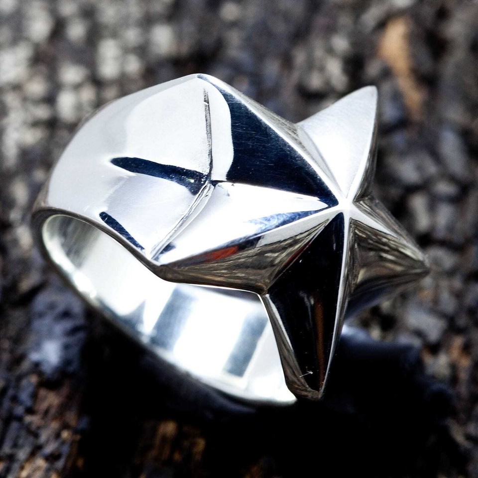 Real 925 Sterling Silver Men's Star Ring Rocker Rock New | eBay