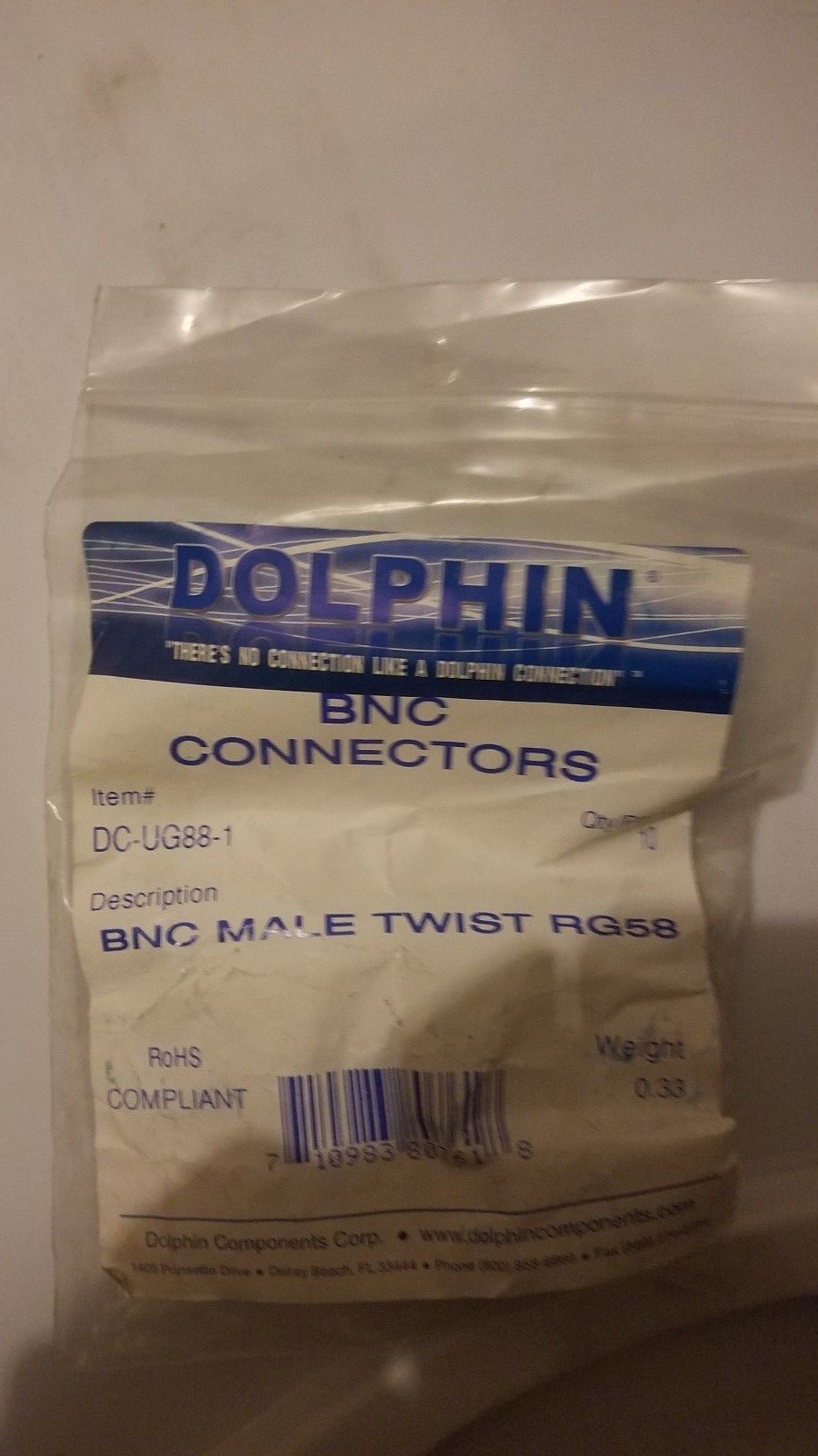10 New Dolphin DC-UG88-1 BNC Male Twist RG58 Dolphin DCUG881 BNC ...