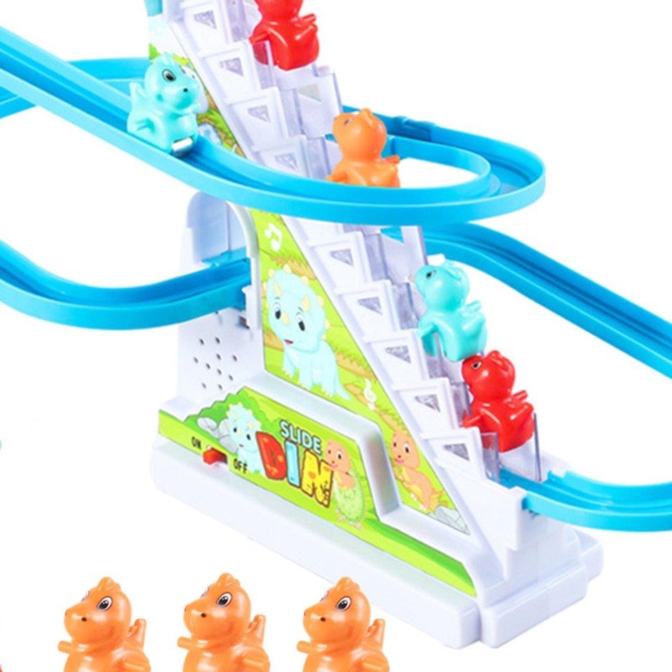 Electric Dinosaur Climbing Stairs Toy Dinosaur Electric Race Track Set ...