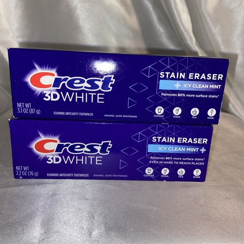 2-Crest 3-D white stain eraser icy clean mint toothpaste 3.1-2.7oz Ex-3 ...