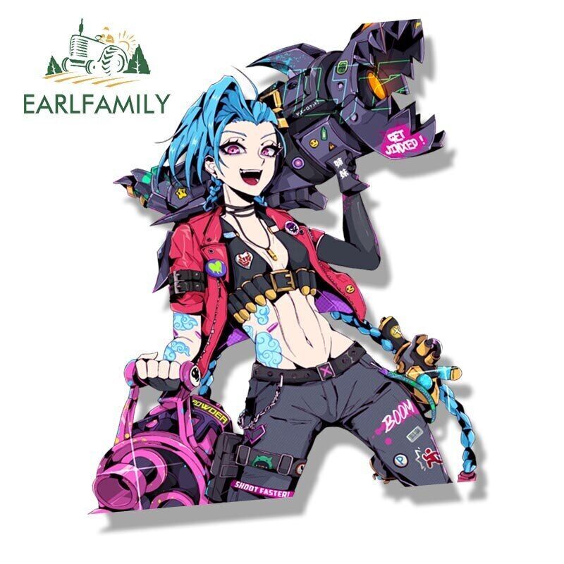 EARLFAMILY 5.1”Streetwear Jinx Fanart Car Sticker Crazy Girl Slap ...