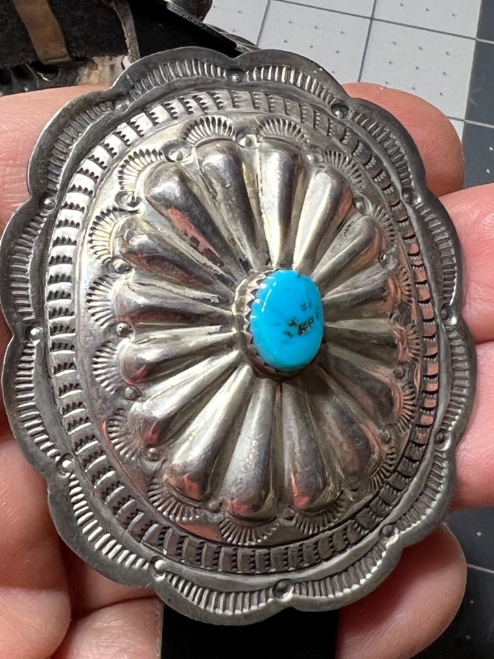 Native American Concho Belt Sleeping Beauty Turquoise 306g Signed Ben ...