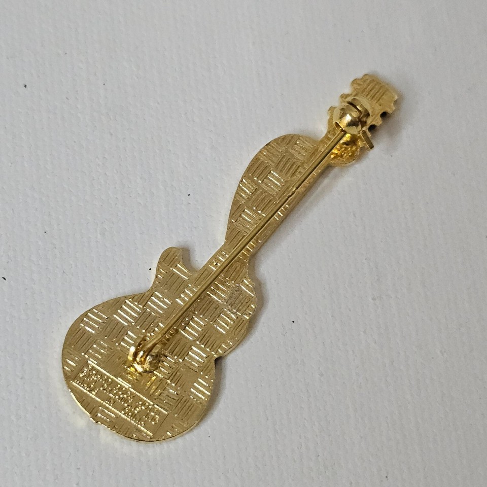Hard Rock Hotel Guitar Brooch Las Vegas Teal Gold Tone Enamel Vintage ...
