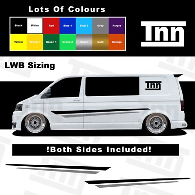 SIDE STICKERS For VW T4 T5 T6 T5.1 TRANSPORTER LWB DECALS STRIPE CAMPER ...