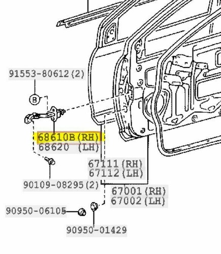 6861052010 Genuine Toyota Check ASSY Front Door RH 68610-52010 for sale ...