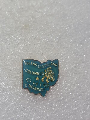 VTG Ohio State Map Blue Gold Tone Enamel Pin Souvenir Cincinnati ...