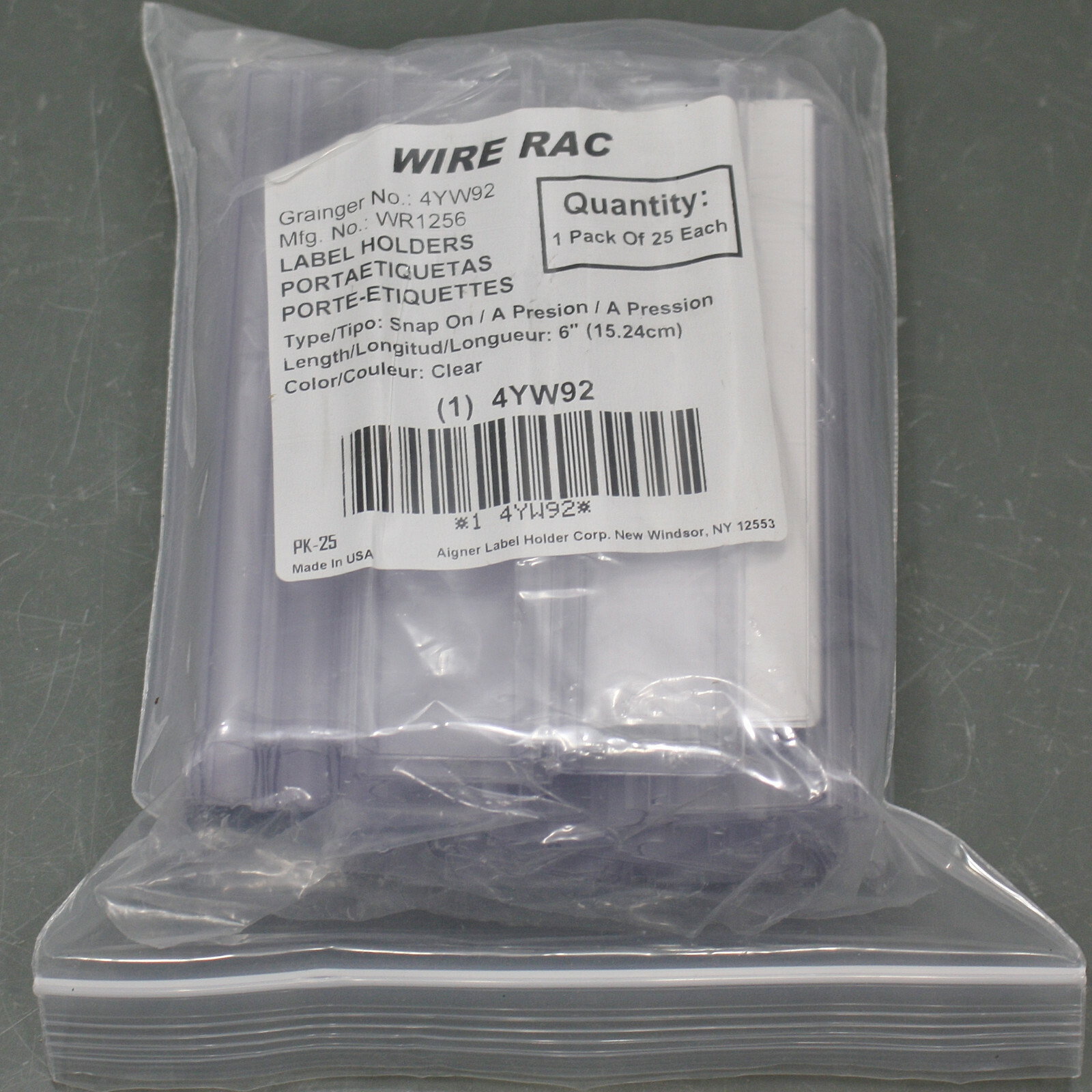 (24) Aigner Wire Rac Label Holder WR1256, 1-1/4" x 6" Display Insert ...