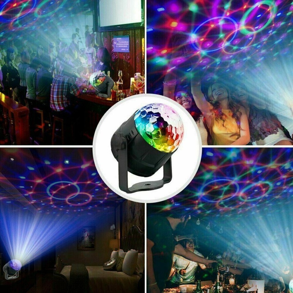LED Disco Party Light Sound Activated Bulb 7 Colors DJ Strobe Mini ...