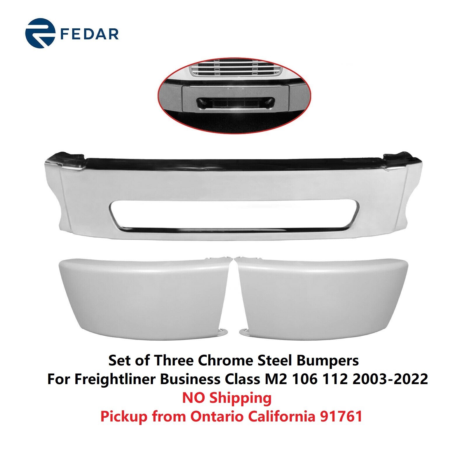 3 Pcs Steel Chrome Bumpers For Freightliner Business Class M2 2003-2022 ...