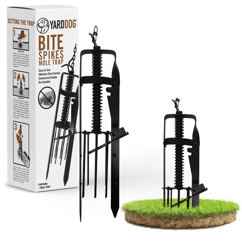 Bite Spikes Plunger Style Mole Trap – Commercial Grade Durable Steel ...