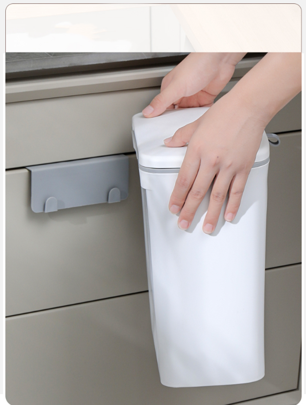 9L Wall Waste Bin with Lid Handle And Inner Barrel Trash Can with ...