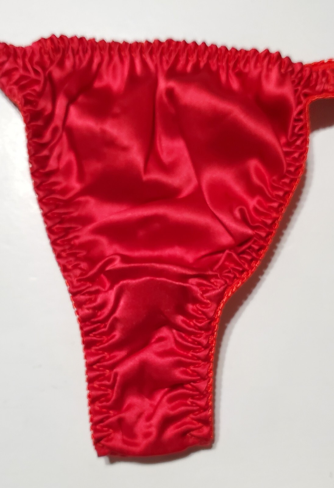 VTG Style Double SILK Gusset Shiny Thong Panty Wet Look 8/XL Love Spell ...