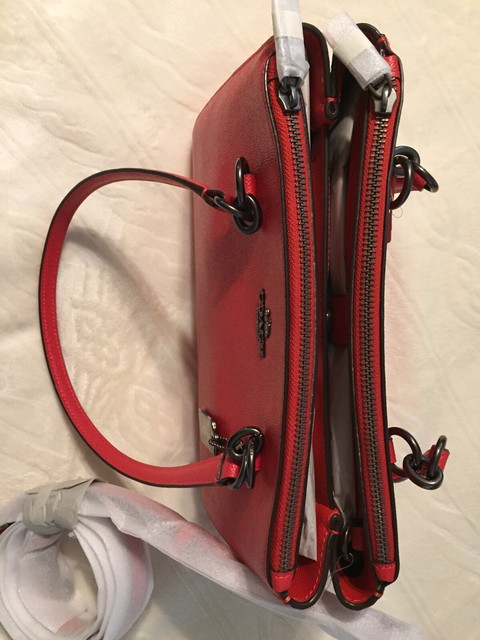 Coach Etta Carryall Crossgrain Leather Deep Red 76938 for sale online ...