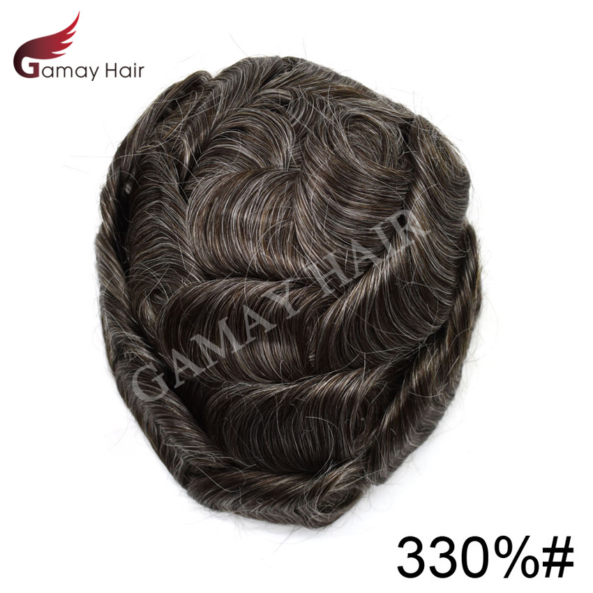 Mens Toupee Full Poly Hairpiece All Skin PU Human Hair Replacement ...