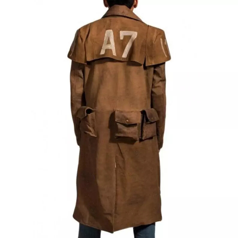 A7 Vegas Fallout NCR Veteran Ranger Armor Duster Brown Suede Leather ...
