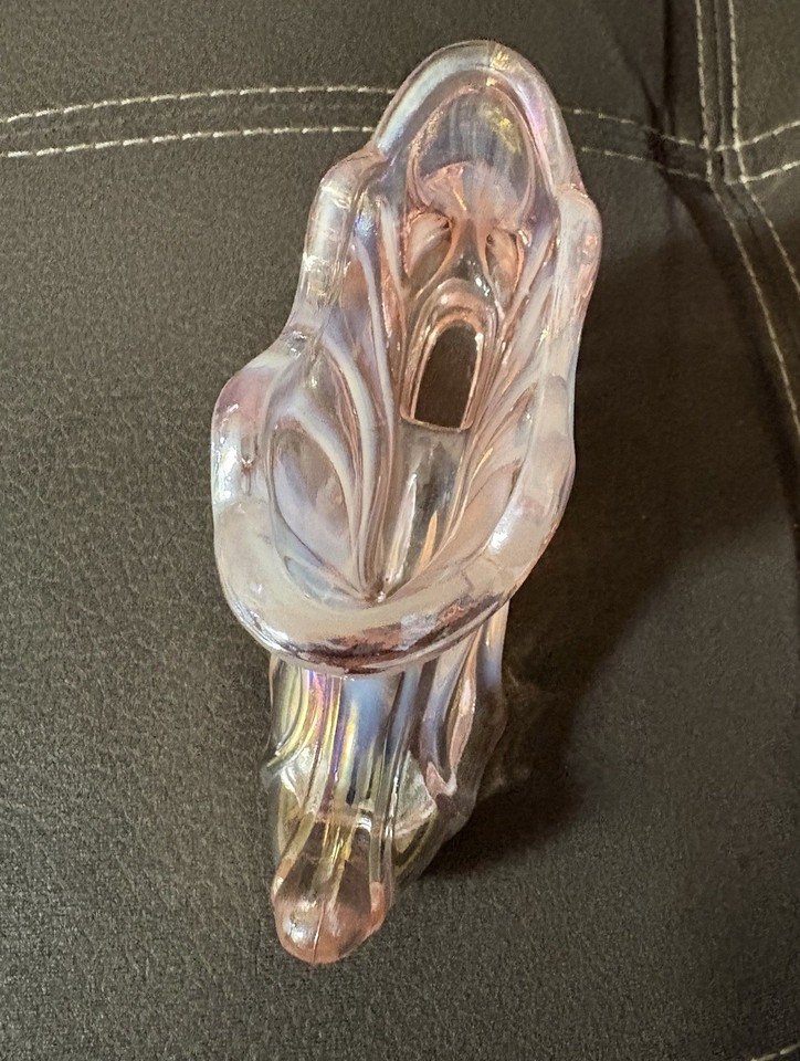 Vintage Glass Shoe Pink Iridescent Art Glass Shoe Deco Glass ...