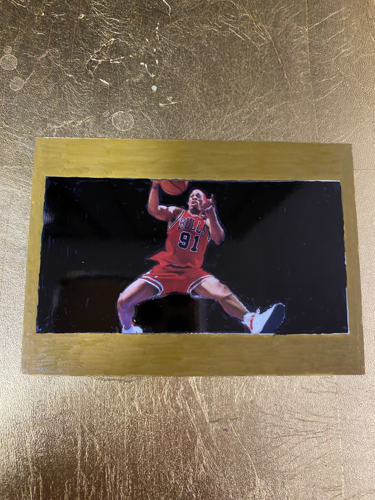 2008 Dennis Rodman Topps Chrome Black And Gold CUSTOM ART CARD Bulls | eBay