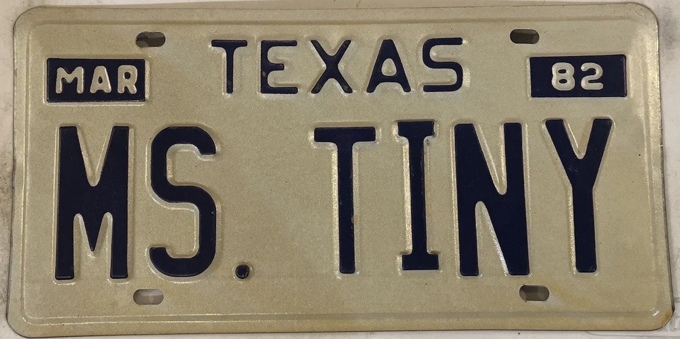 Vanity MISS TINY license plate Small Petite Size Short Mini Miniature ...
