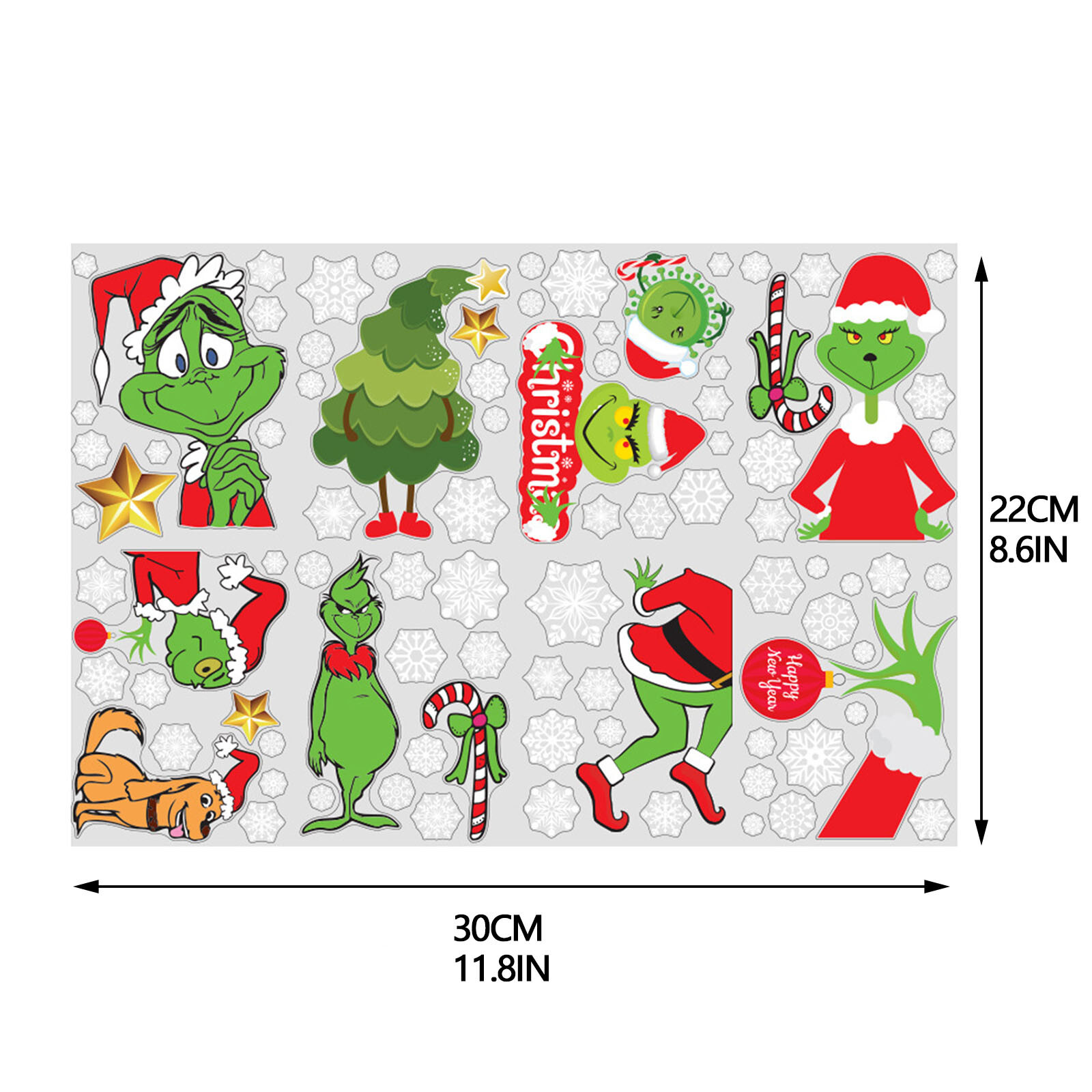8/16Pcs New Grinch-Stickers Green Grinch-Christmas Decorations Face ...