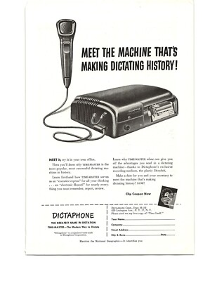 1950 MEET THE MACHINE THAT'S MAKING DICTATING HISTORY DICTAPHONE ...
