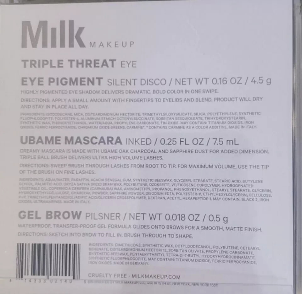 NEW MILK MAKEUP Triple Threat Eye Set Pigment SILENT,Ubame Mascara.25oz ...