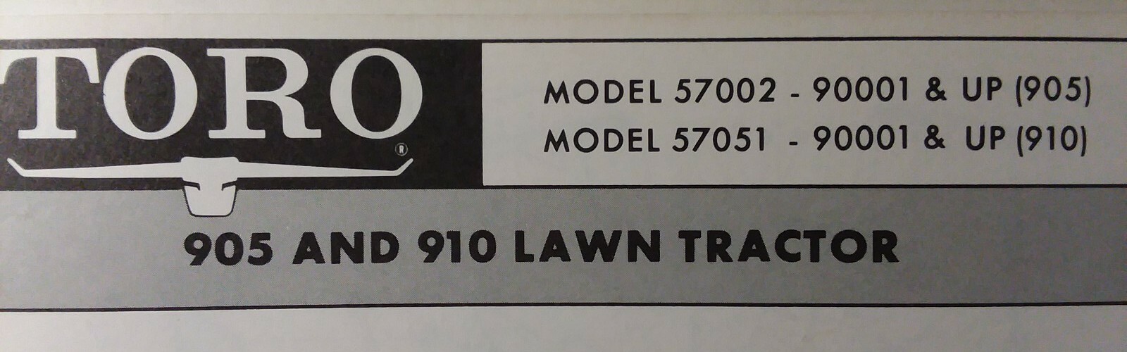 TORO 910 905 Riding Lawn Mower Tractor 57002 57051 Parts Catalog Manual ...