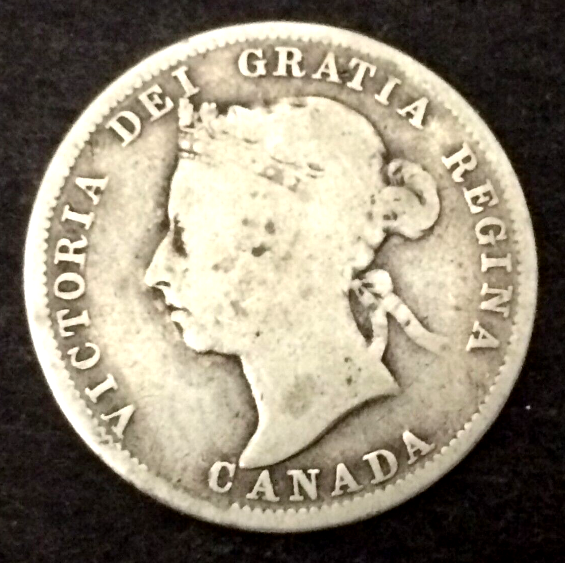 1900 CANADA 25 CENTS QUARTER QUEEN VICTORIA STERLING SILVER COIN .925 ...
