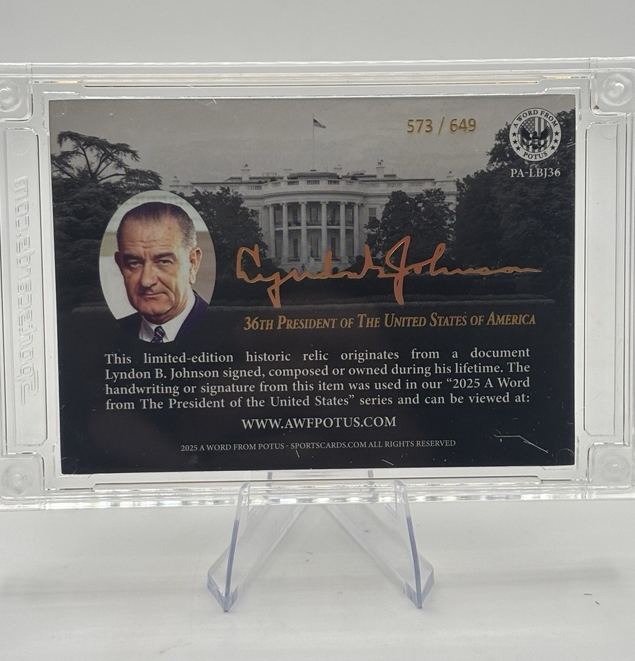Lyndon B. Johnson Presidential Archive Relic /649 A Word From POTUS | eBay