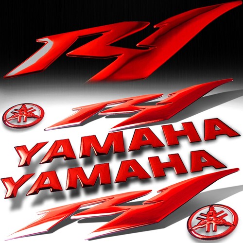 5.75" 3D Logo+Letter Decal+6" Fairing Emblem Sticker for YZF-R1/R1S R1M ...