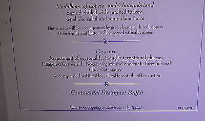 1994 TWA Trans World Airlines - Royal Ambassador 1st Class Menu L-1011 ...