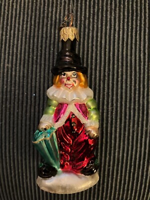 With box! Christopher Radko Ornament- Clown Blue Umbrella | eBay