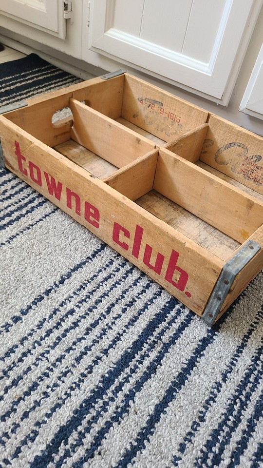 TOWNE CLUB VINTAGE WOOD SODA POP CRATE BOX | eBay