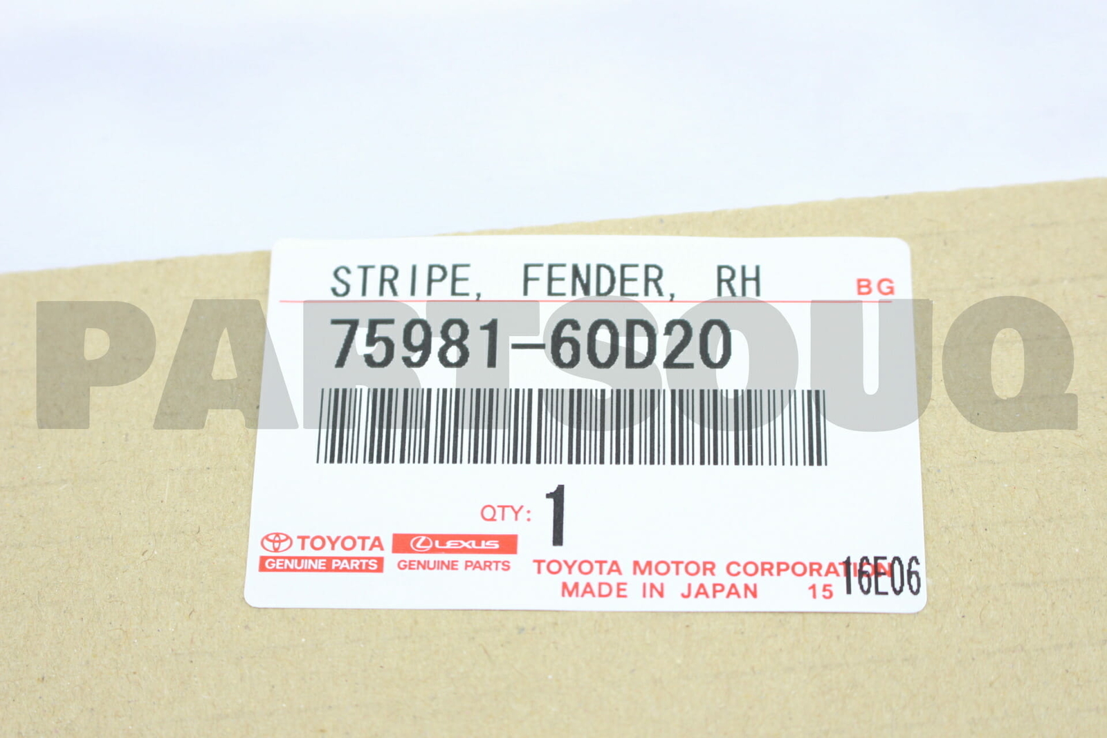 7598160D20 Genuine Toyota STRIPE FENDER RH 75981-60D20 | eBay