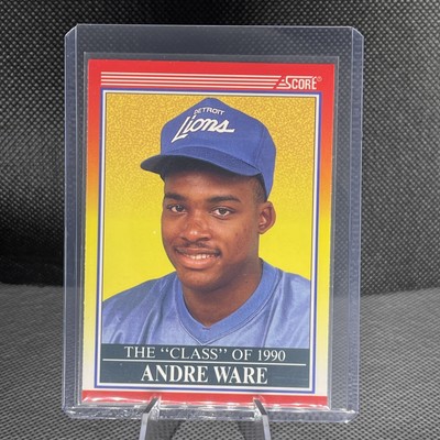 1990 Score #607 Andre Ware Rookie Near mint or better Detroit Lions RC ...