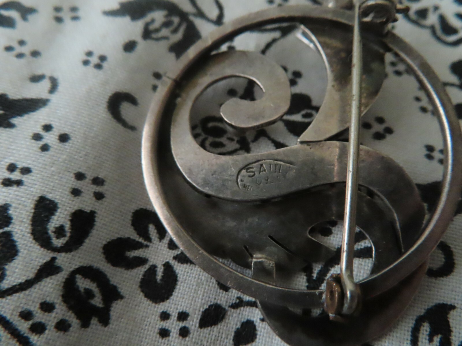 modernist silver brooch pin signed - Gem